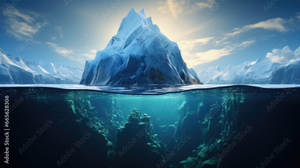Majestic iceberg landscape under the Arctic sky, a breathtaking scene ...