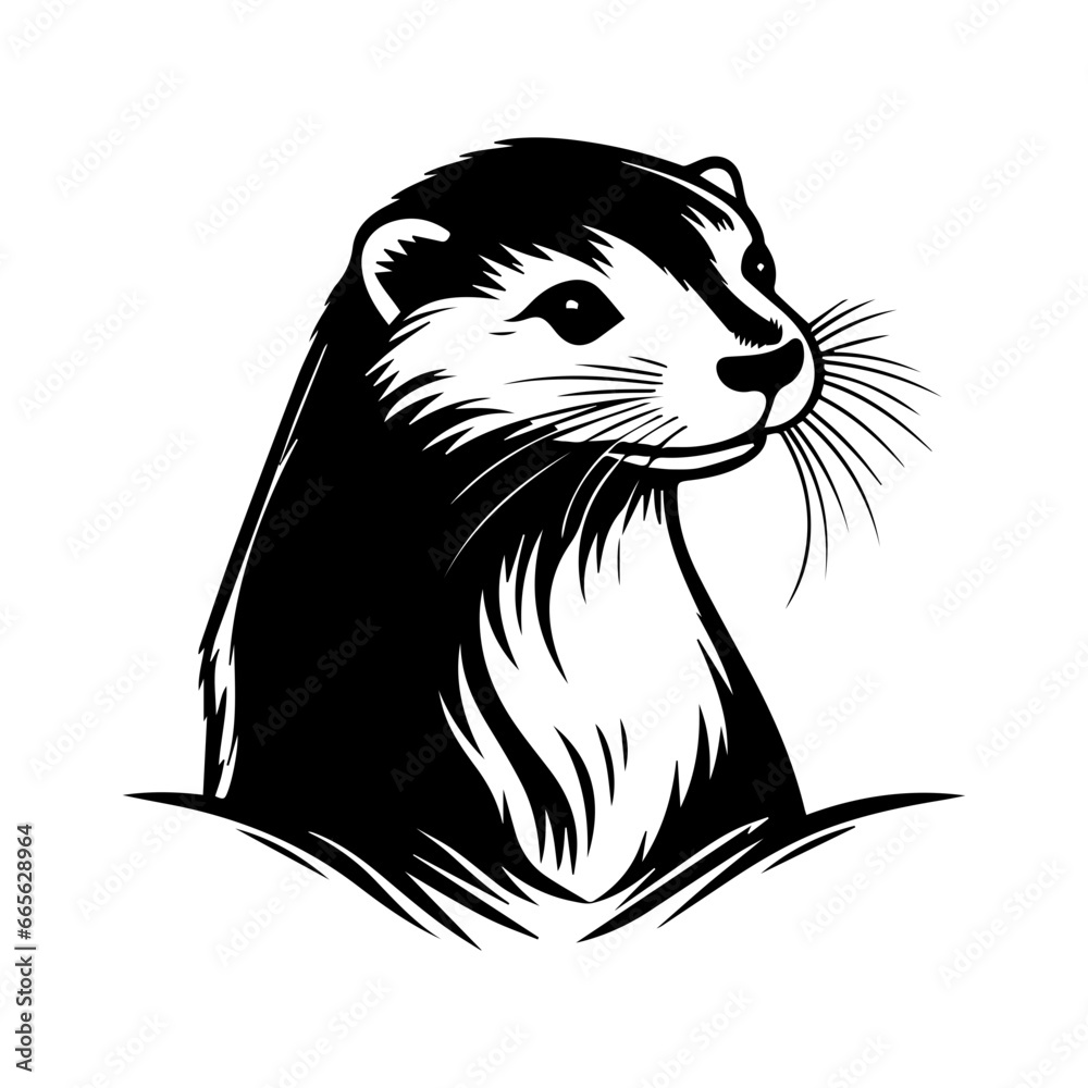 otter black and white vector design,Otter Logo Monochrome Design Style ...
