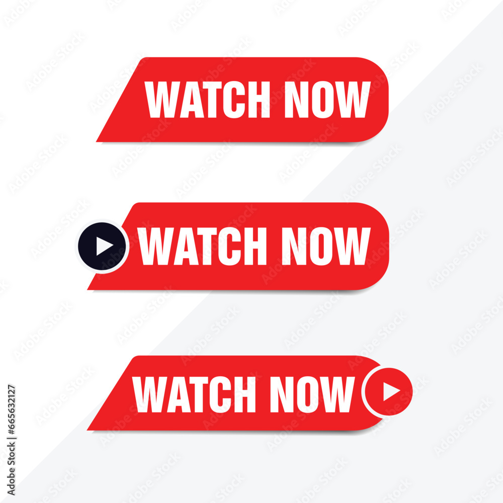 Watch now buttons. Play video button set. Watch video now button for ...