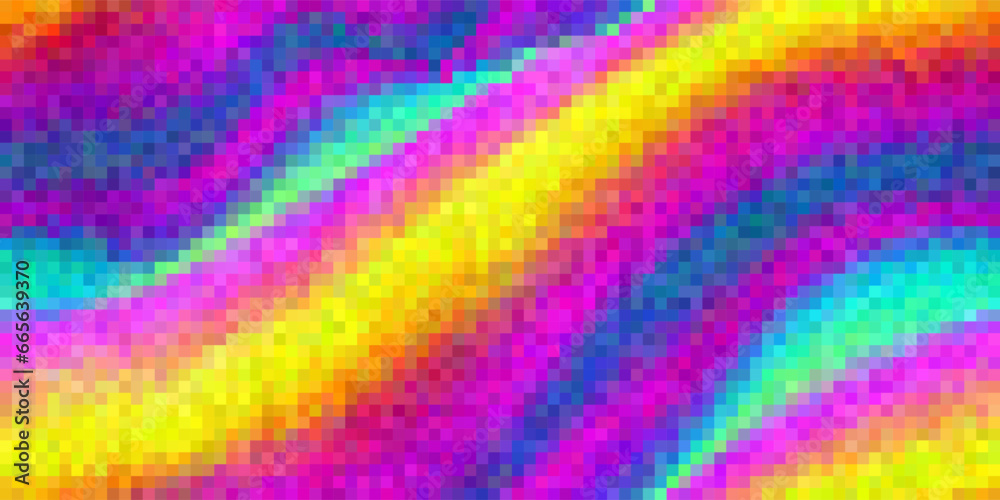 Pixel rainbow waves pattern. Abstract seamless pixelart mosaic in vivid ...