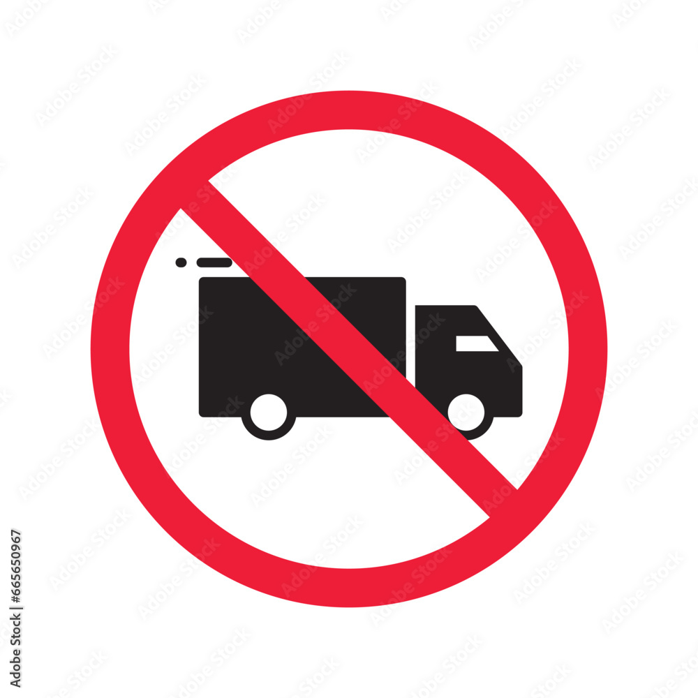 No truck icon. Forbidden lorry icon. No heavy truck vector sign ...