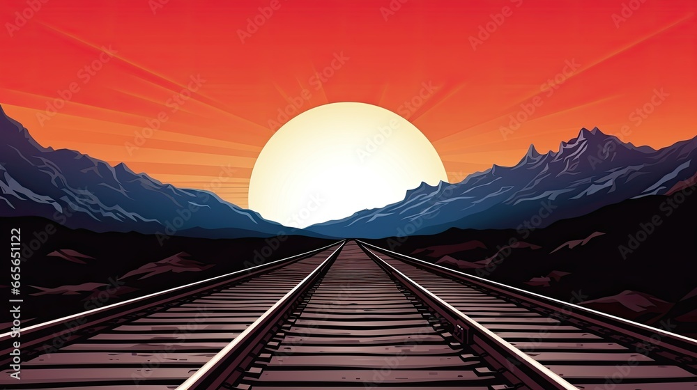 Railroad tracks that continue to infinity, art, draw texture. Simple ...