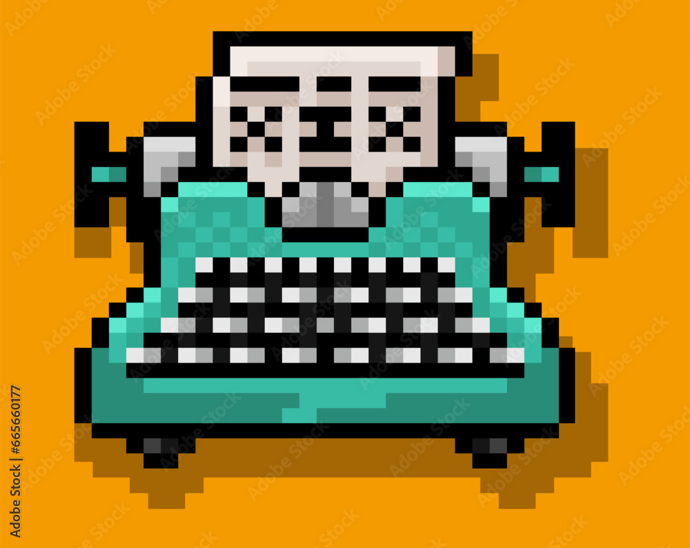 80s pixel art typewriter, old Pixel art 8-bit typewriter. Stock Vector ...