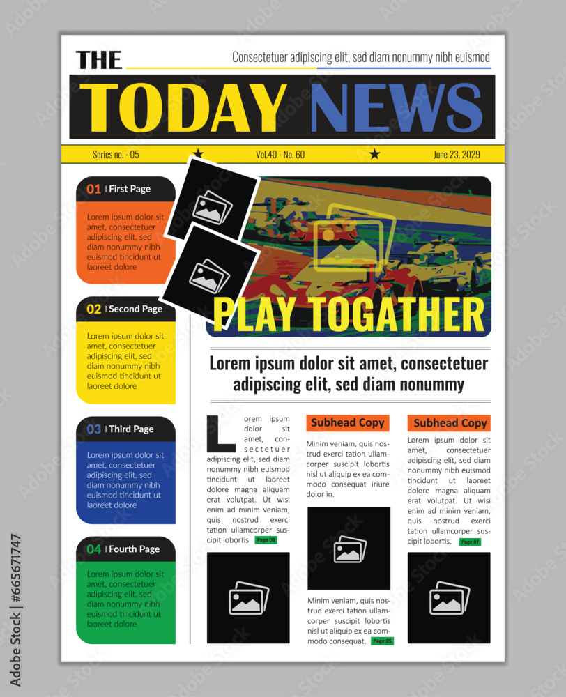 Graphical and informative newsletter tabloid front cover page design ...