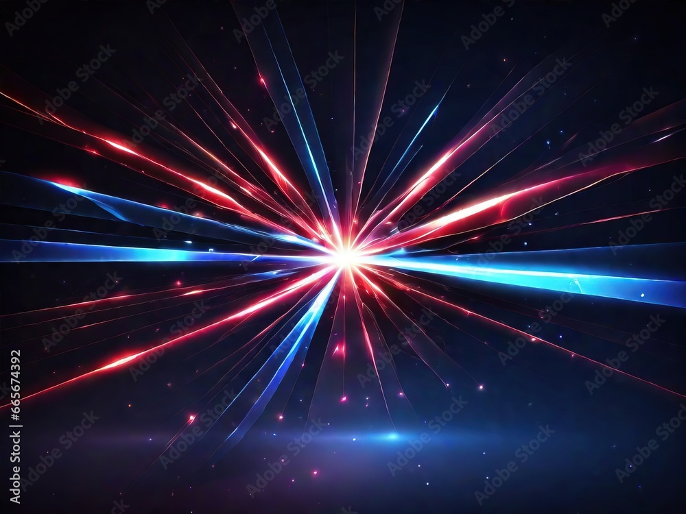 Scattering of light abstract purple explosion, background with stars ...