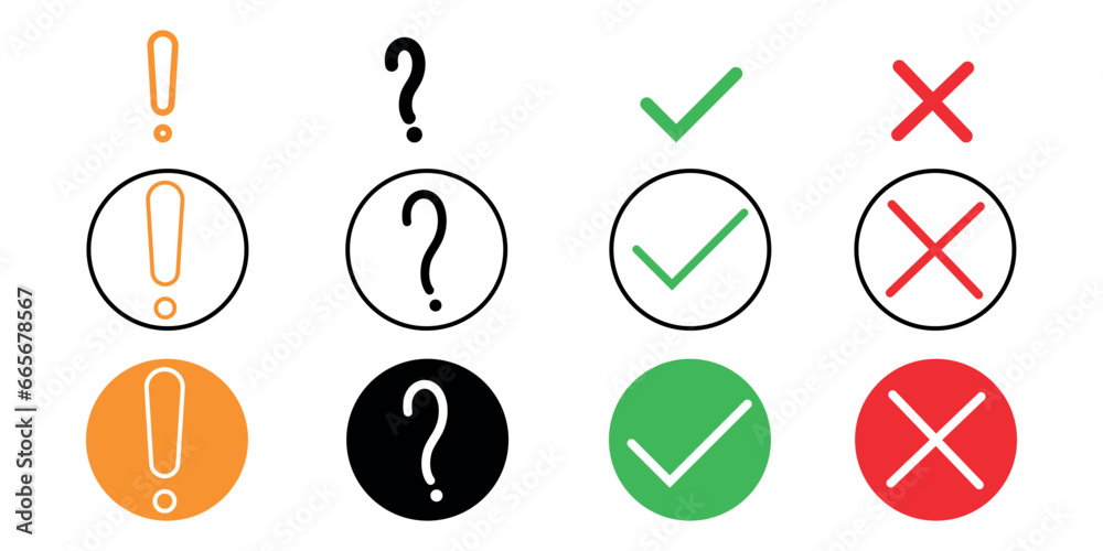 punctuation mark icon. exclamation, question mark, information sign, ok ...