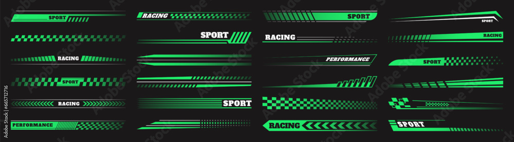 Car race stripes. Speed line stickers. Graphic sport decal elements for ...