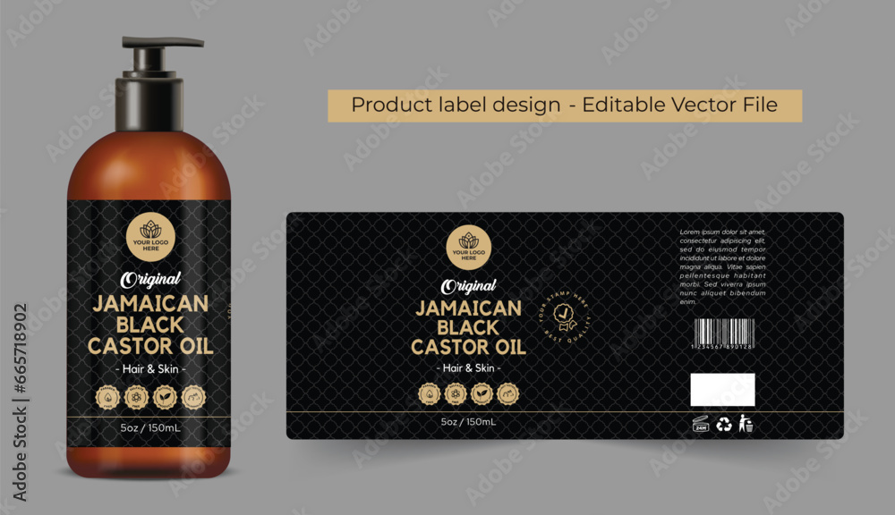 Jamaican Black Castor Oil Label Design, Castor oil label packaging ...