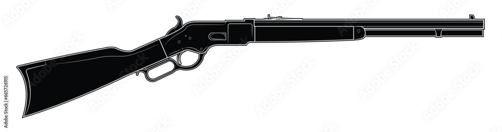 Vector illustration of the lever-action Winchester M1866 Yellow Boy ...