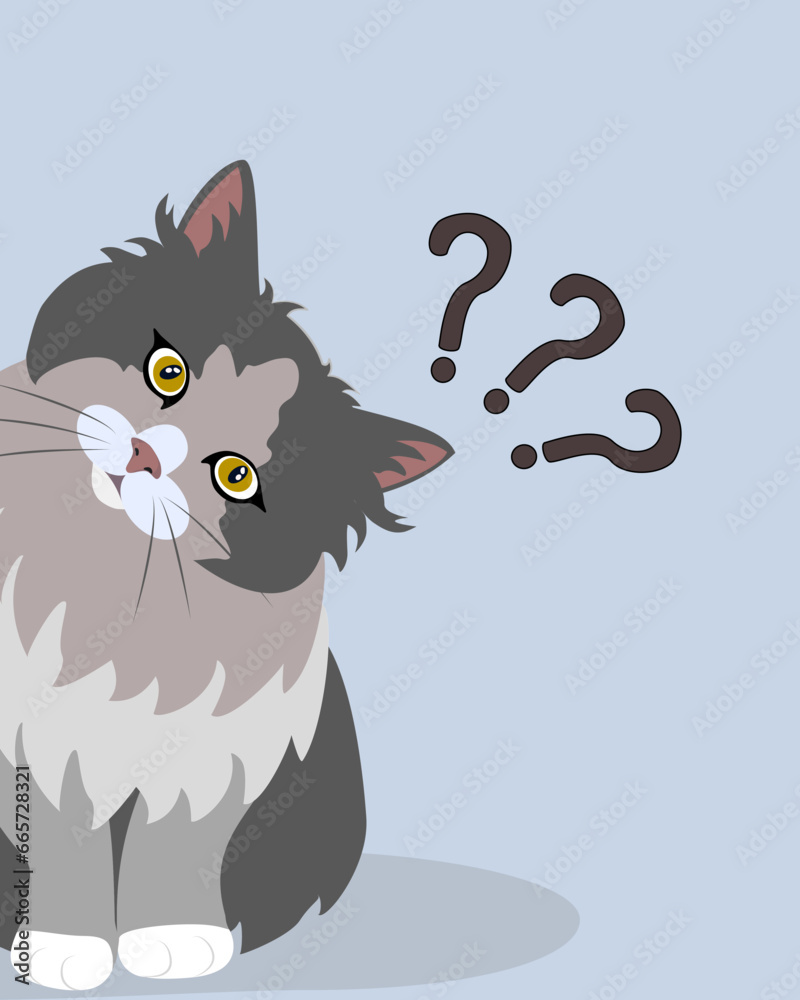 Funny cat with question mark. Vector illustration. Stock Vector | Adobe ...