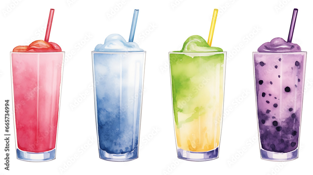 Watercolor Set of smoothie juice elements collection clipart ...