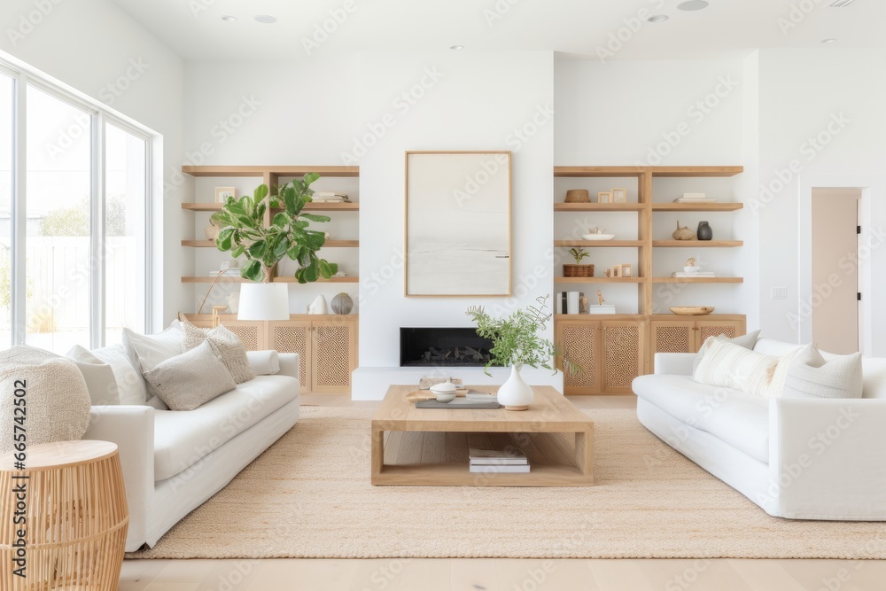 minimal home interior background living room with natural material and ...