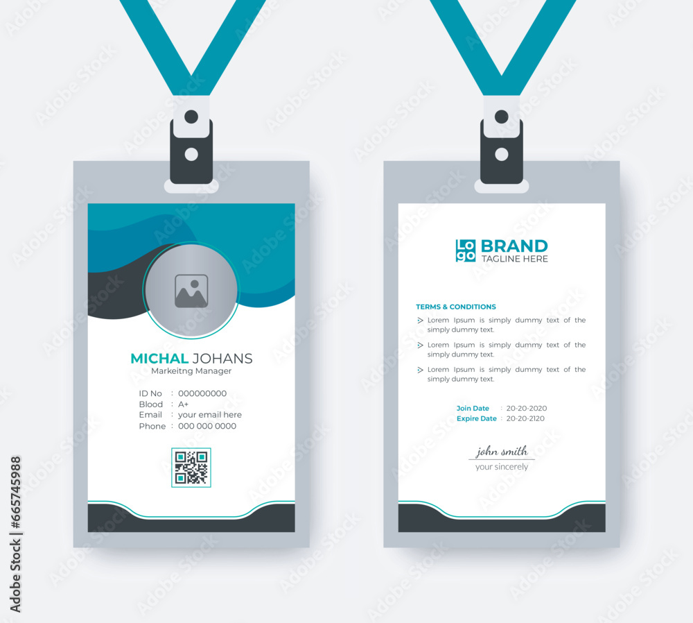 Modern corporate identity card design template. Company employee ID ...