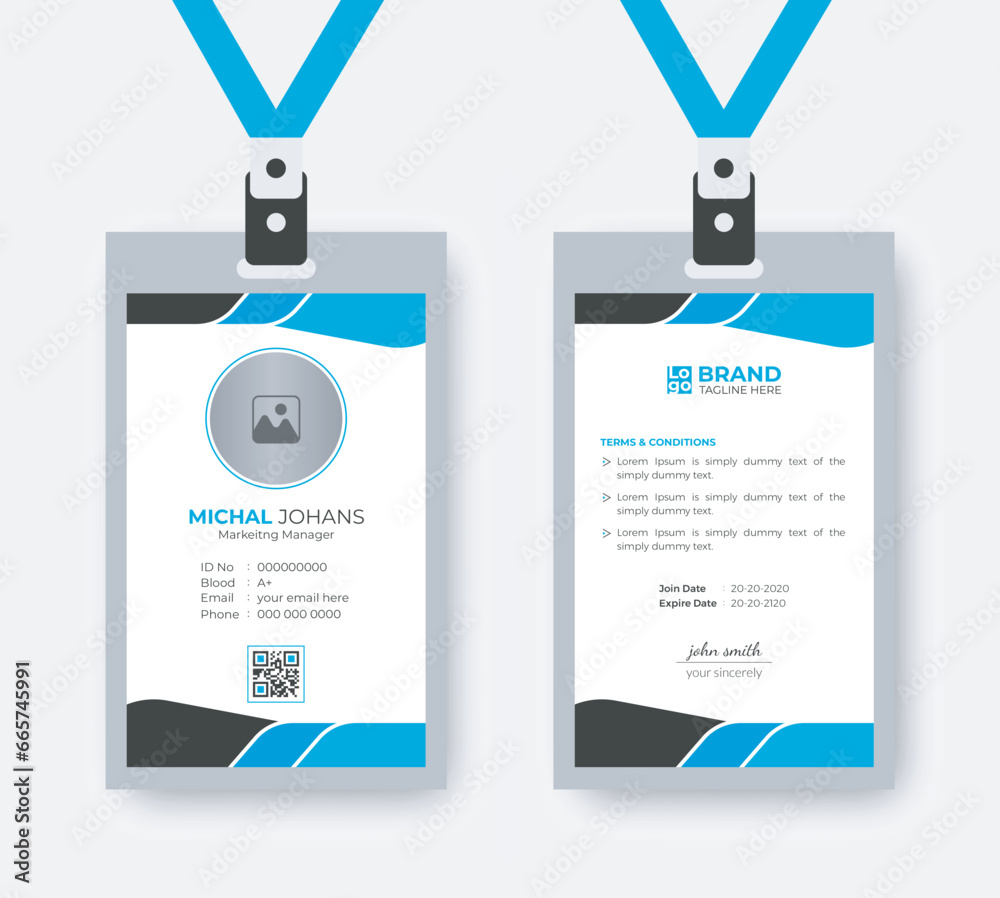 Modern ID Card Template with an author photo place | Office Id Badge ...