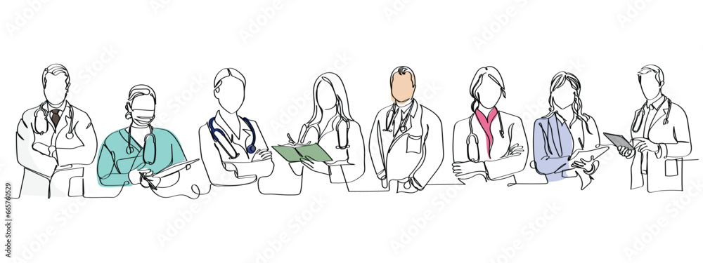 line art of doctors. Vector art concept. Medicine and highest academic ...