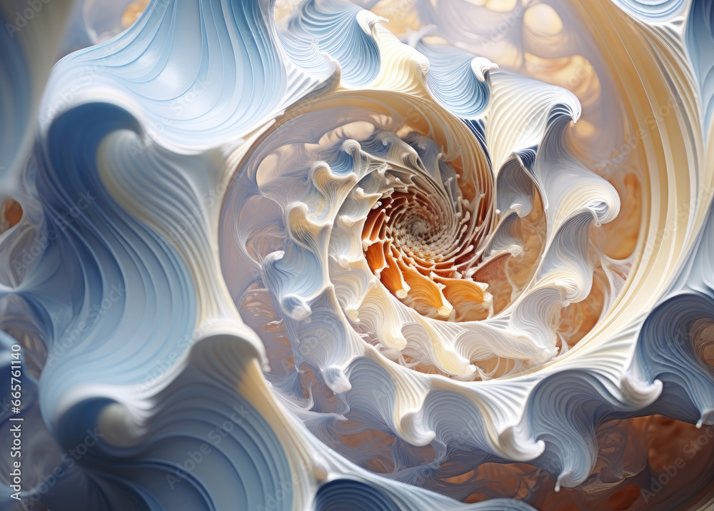 Spirals of Elegance: A Close-Up View of a Conch Shell, Vortex Patterns ...