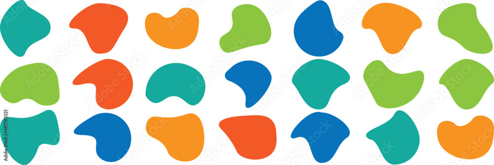 Abstract black blob shape organic set. Simple fluid circle shape, trendy wrap circle, blob shape ...