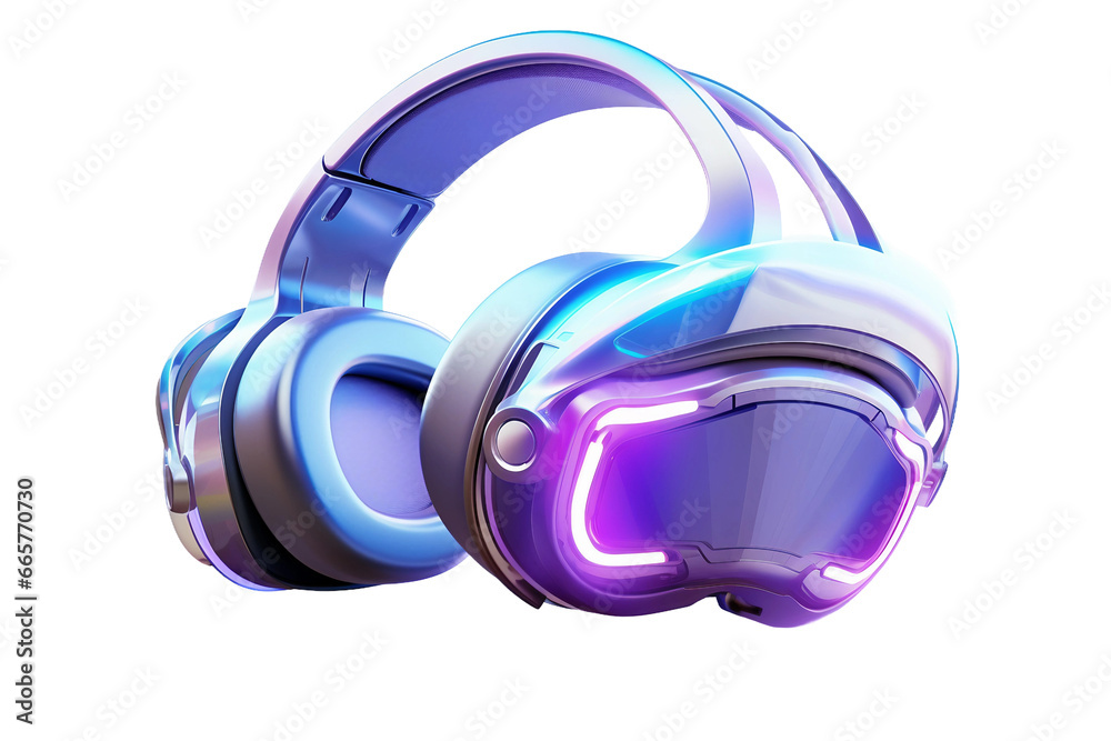 3D Icon of a High-Tech Headset with Holographic Display on transparent ...