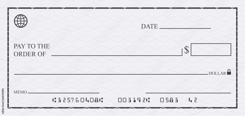 Poster Bank check, vector blank money cheque, checkbook template with ...
