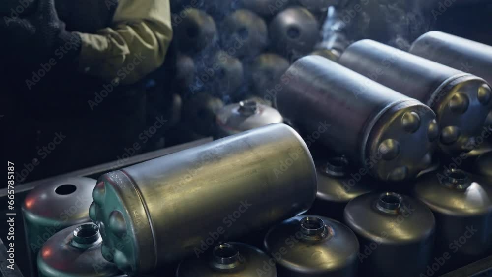 Fire extinguisher production process. Parts of fire extinguishers. Fire ...