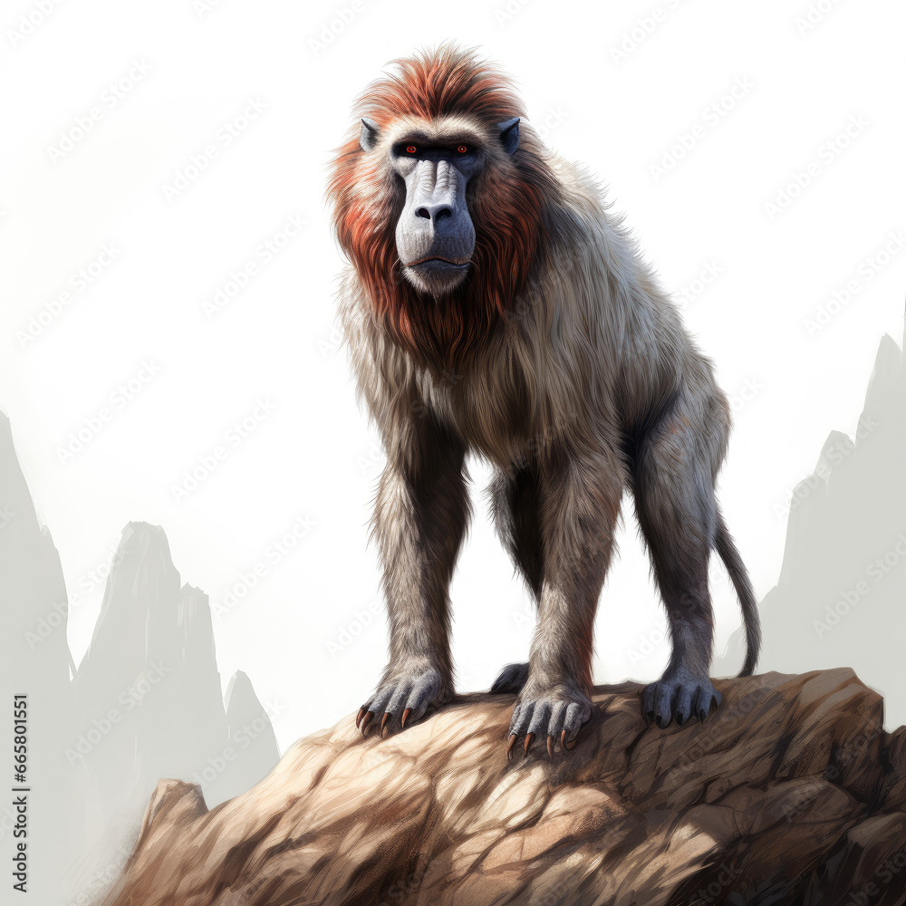 Realistic Baboon - Full Body , Medieval Fantasy RPG Illustration Stock ...