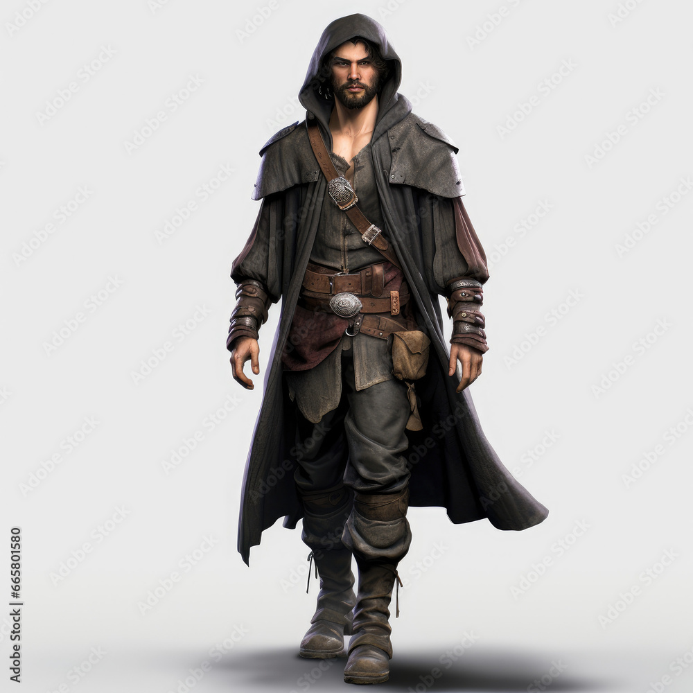 Realistic Bandit Full Body Medieval Fantasy Rpg Illustration Stock