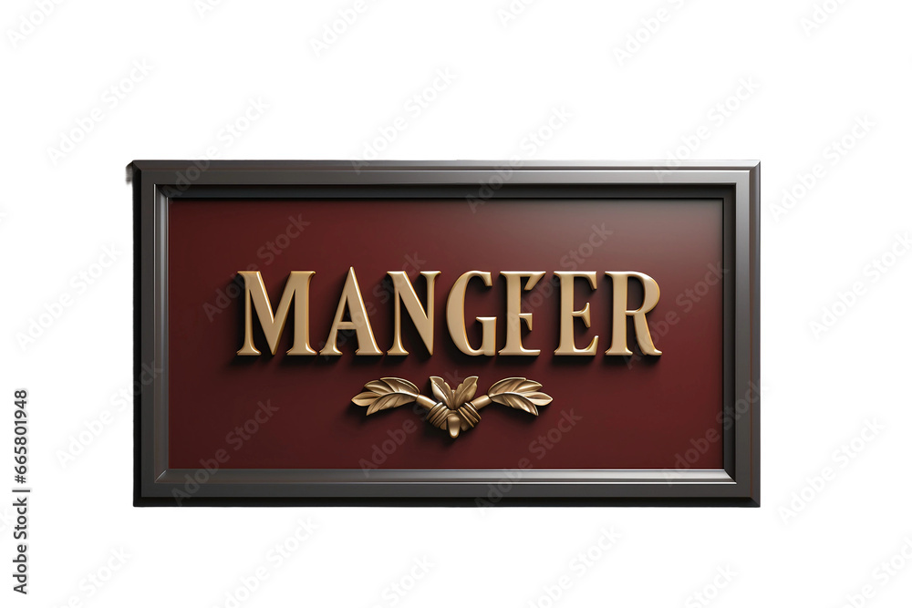 3D Icon of an Office Desk Sign with the Title 'Manager' on transparent ...