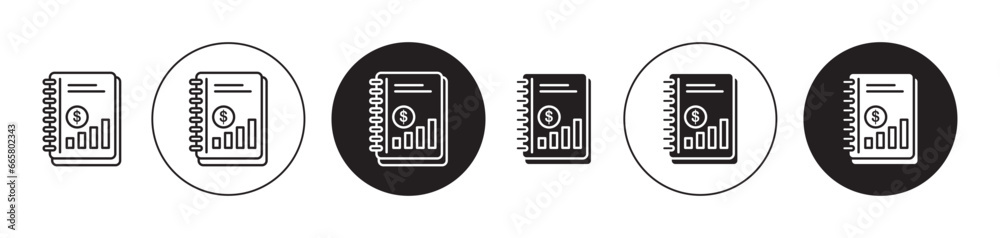 Ledger icon set. accounting general vector symbol. payment distributed ...