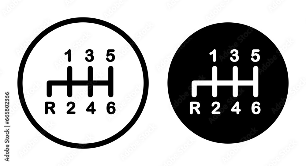 car gearbox icon set. gear transmission vector symbol. automatic gear ...