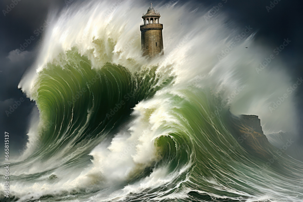The relentless waves crash against a resilient rock, embodying the ...