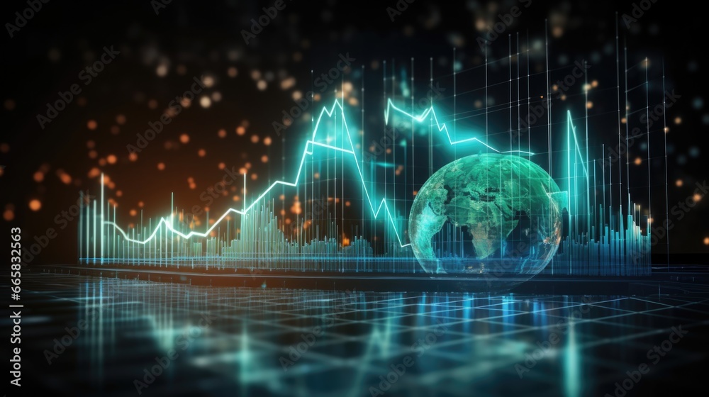 Holographic economic chart, analysis of global economic trends ...