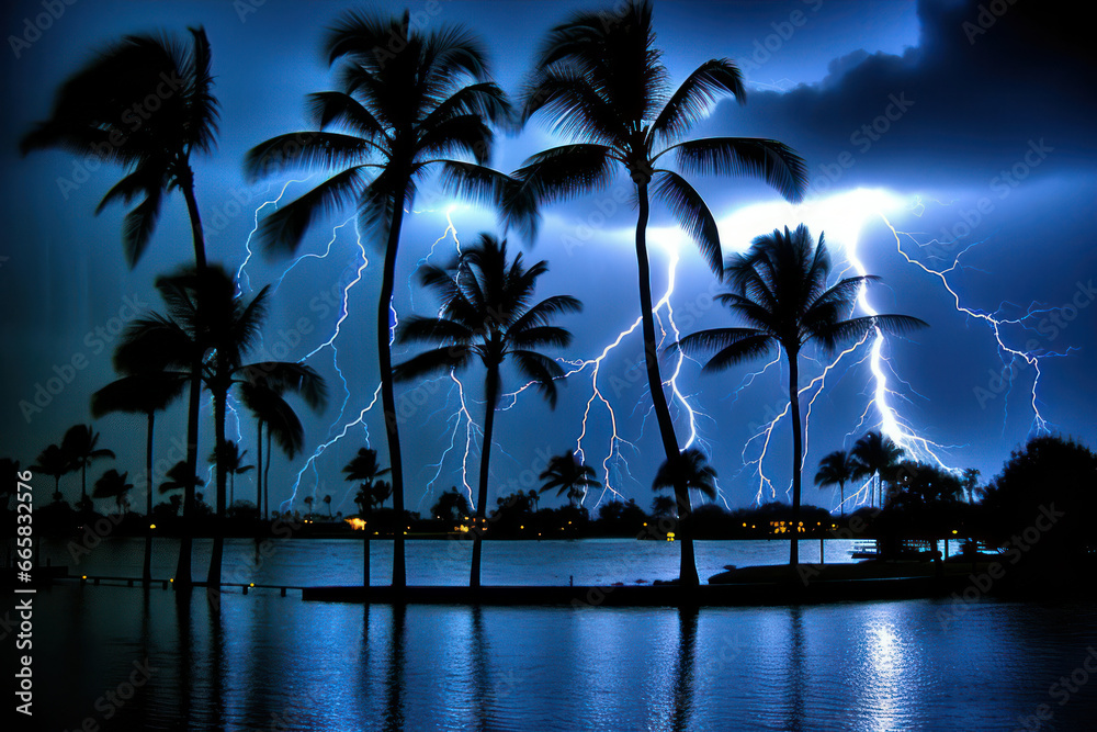 A capture of a volcanic lightning storm, with lightning bolts ...