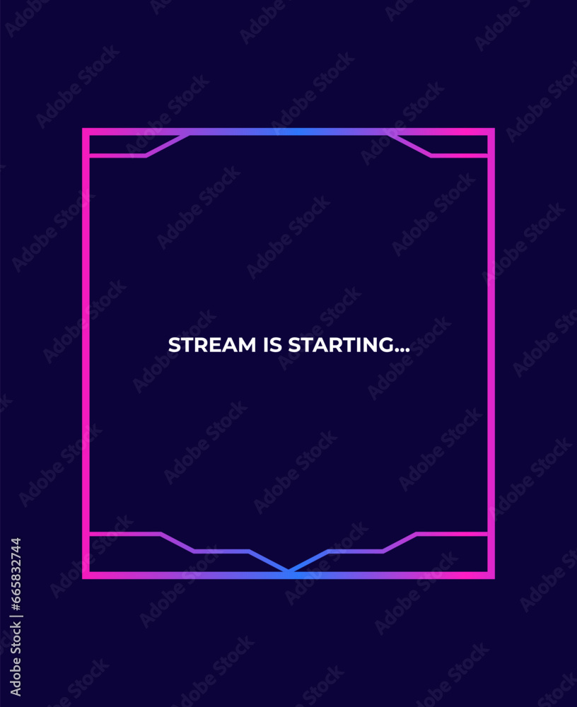 Streaming screen panel overlay design template neon theme. Vector ...