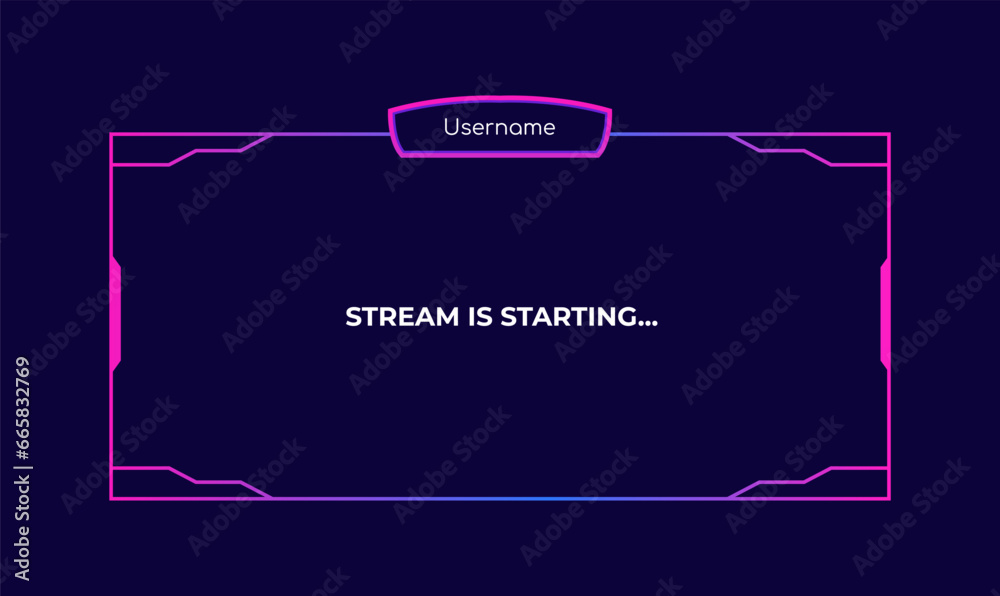 Streaming screen panel overlay design template neon theme. Vector ...