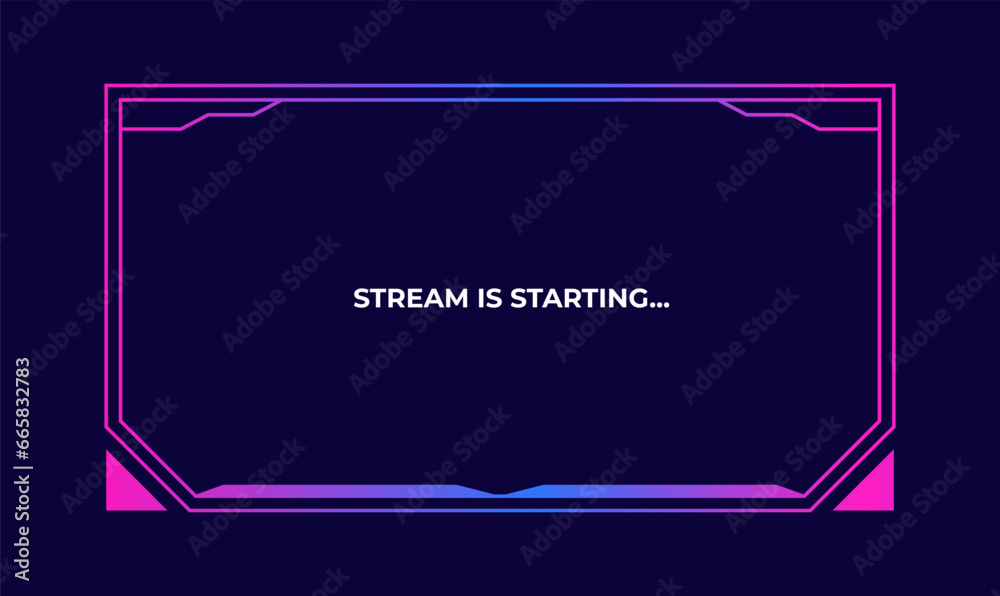 Streaming screen panel overlay design template neon theme. Vector ...