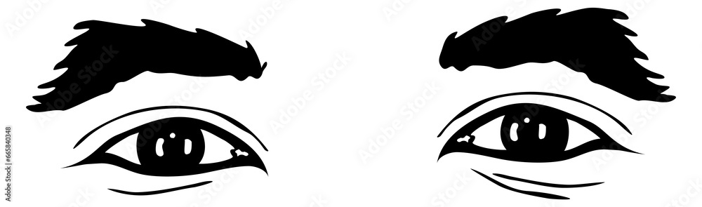 Human eyes pair. Man face brows drawing Stock Illustration | Adobe Stock