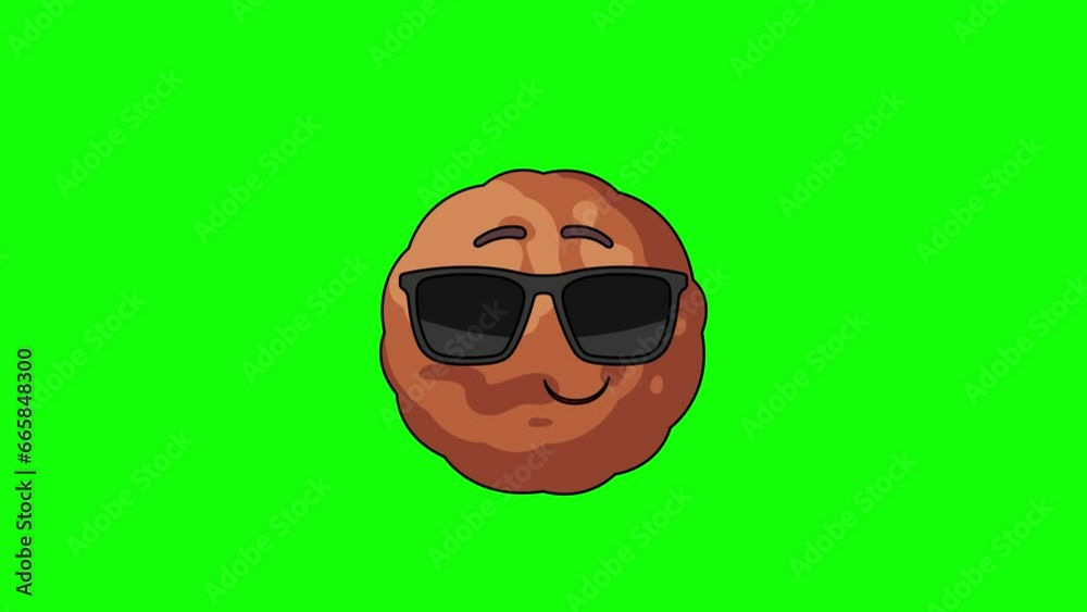 meatball emoji cartoon smiling face with sunglasses, emoticon animation ...