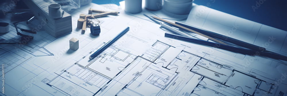Architectural Blueprint of a Residential Building and Related Drafting ...