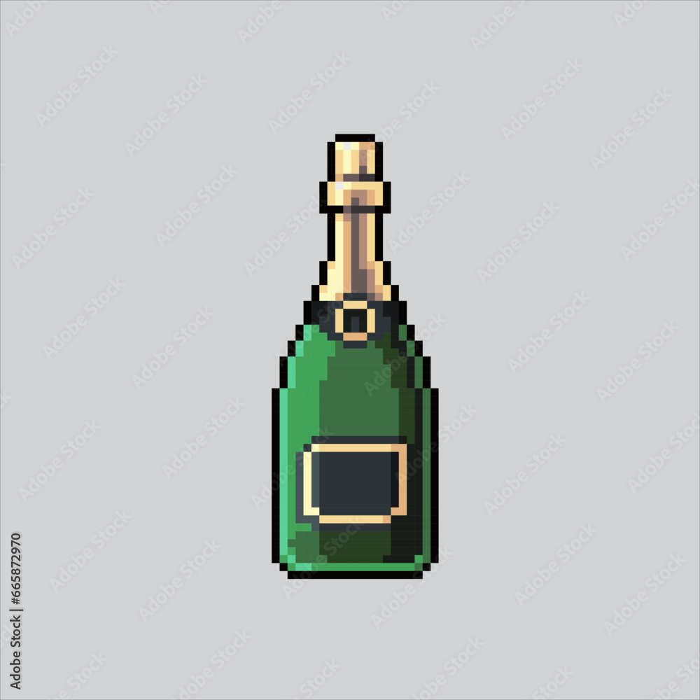 Pixel art illustration Wine. Pixelated Wine Bottle. Wine bottle glass ...