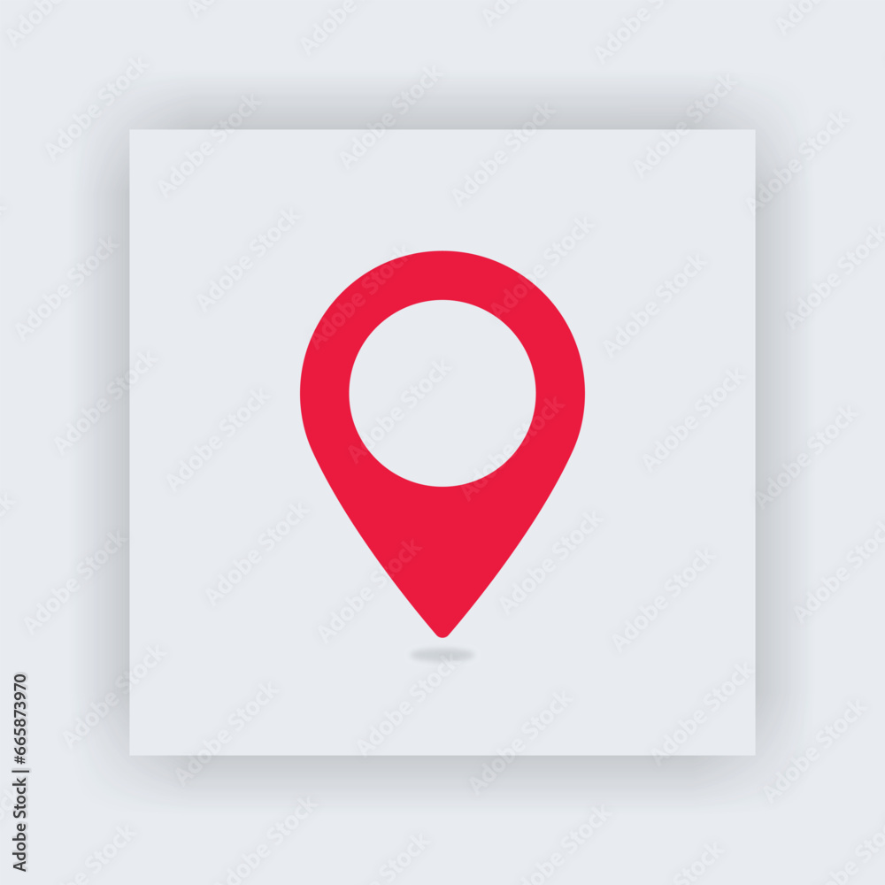 Target pin point icon. Red map location pointer icon symbol sign. Gps ...