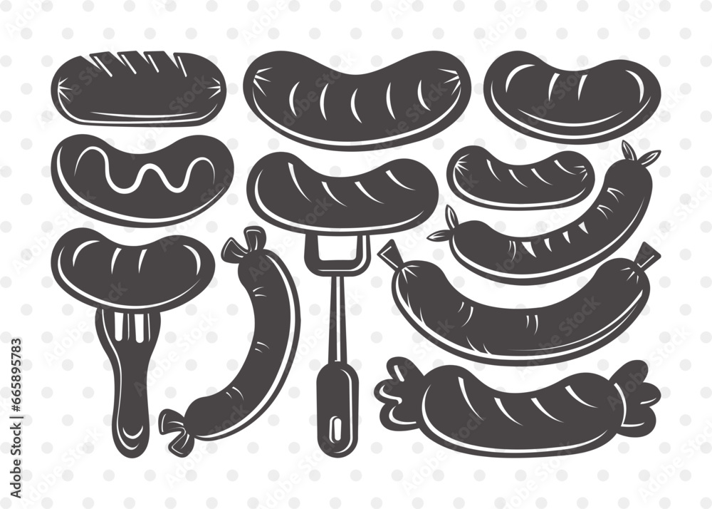 Grilled Sausage Clipart SVG Cut File | Sausage Svg | Bbq Svg | Barbecue ...