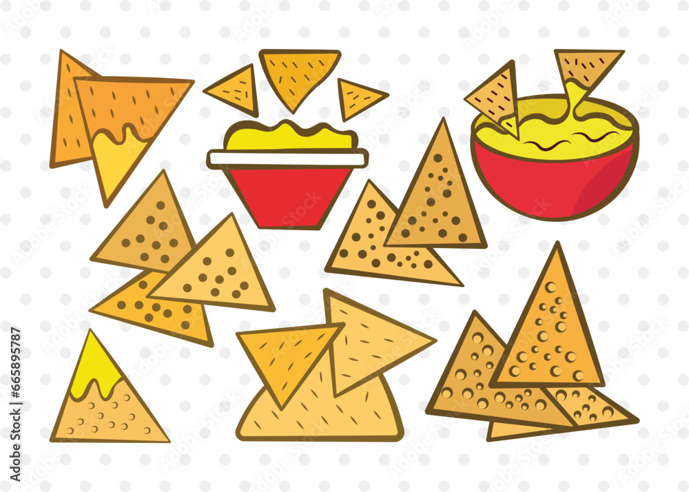 Nachos Clipart SVG Cut File | Nacho With Cheese Svg | Guacamole Nachos ...