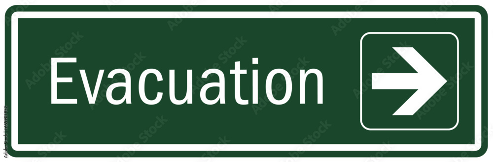 Arrow sign for emergency evacuation Stock Vector | Adobe Stock