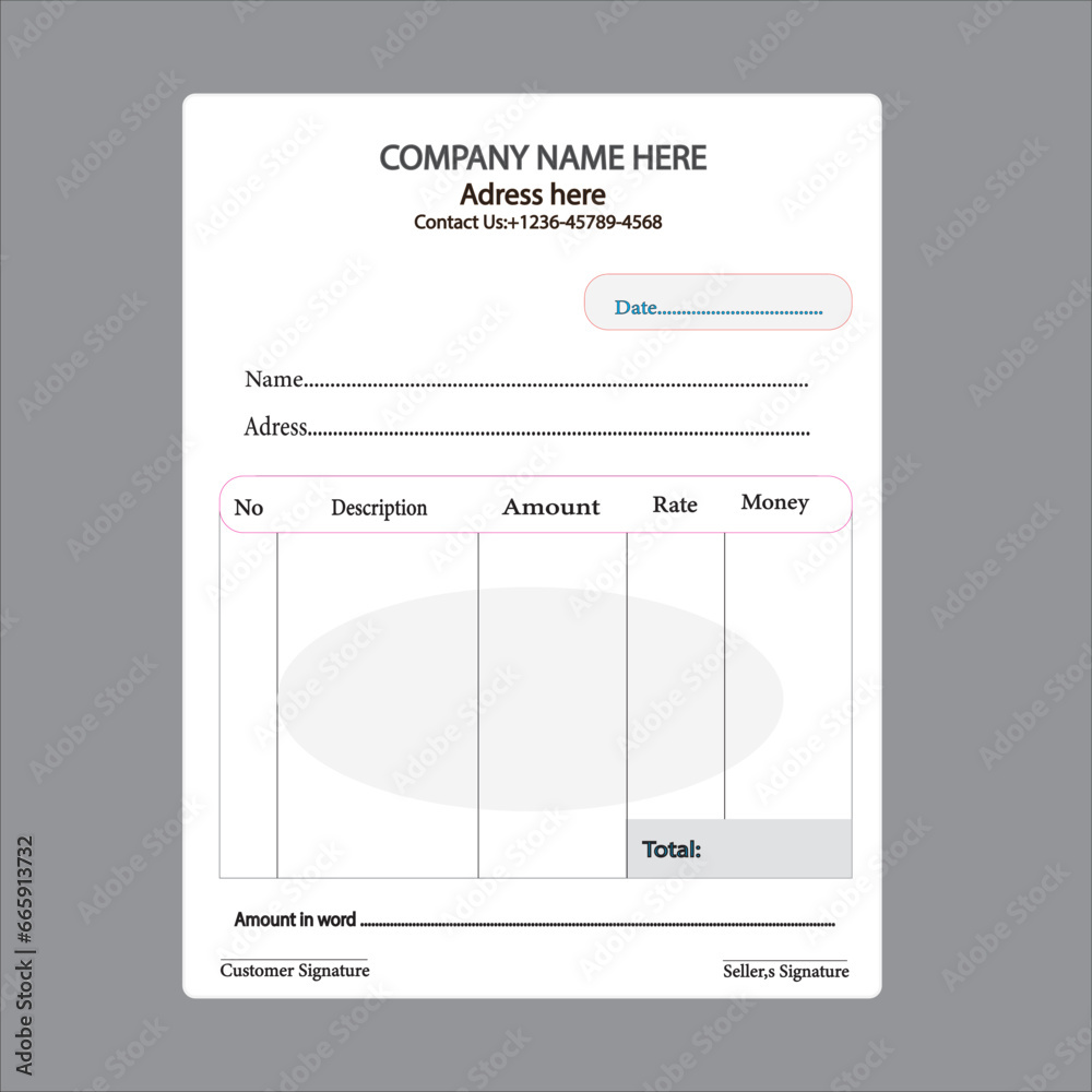 English Cash Memo Design, Money Receipt design, English Language Money ...
