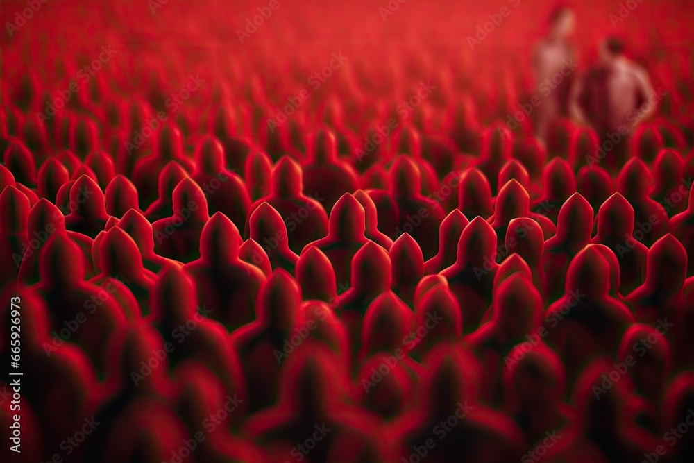 Abstract 3d rendering of crowd of people. Teamwork concept, Leadership ...