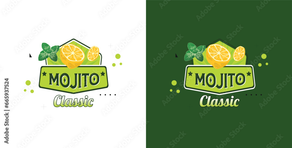 Mojito drink Logo design Lemon Peppermint drink Logo, cocktail Logo design. Soda can vector ...