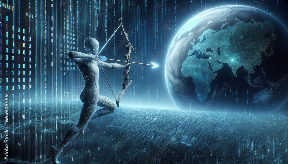 Foto de An AI archer taking aim at earth. Risks of AI. The rise of AI ...