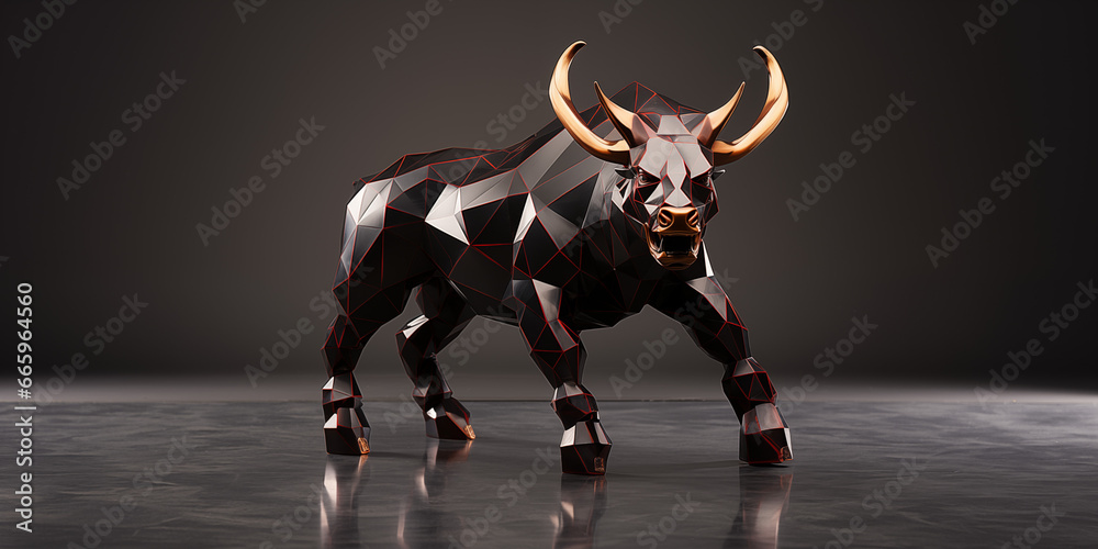 Bulle als Statue aus edlen Glas als Symbol für den Bullenmarkt an der ...