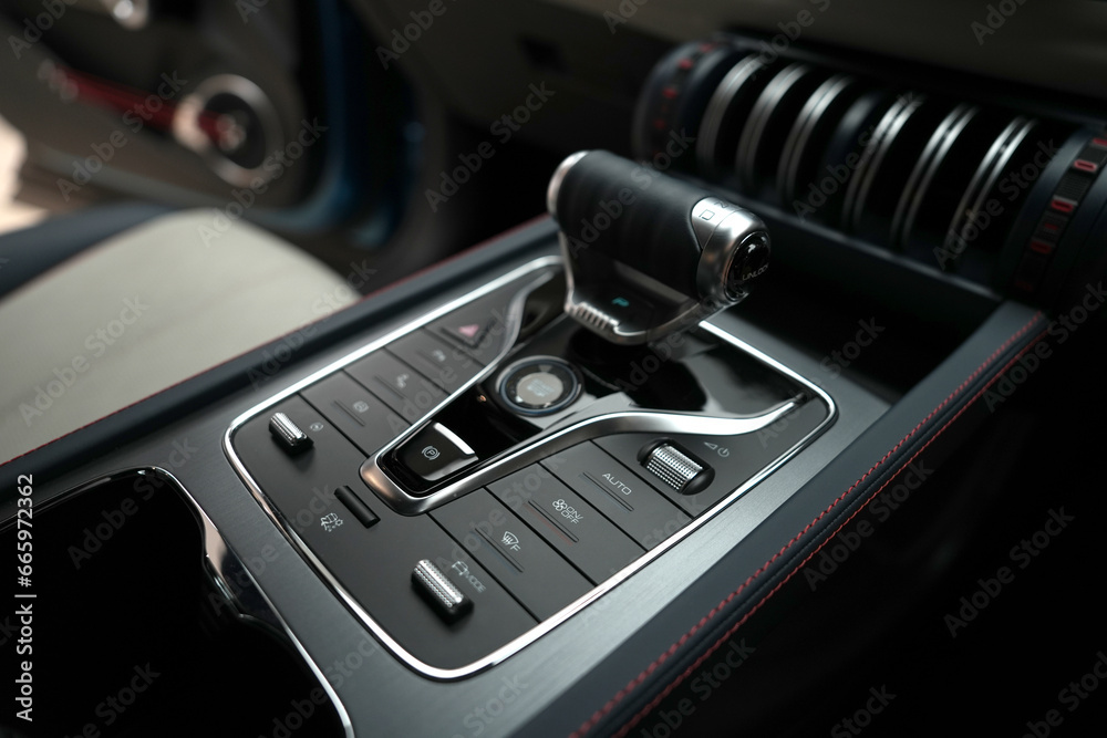 PENANG, MALAYSIA - 25 APR 2023: BYD Auto EV interior design and gear ...