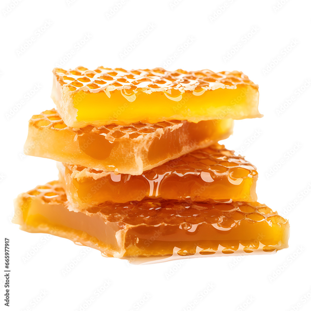 Honeycomb element. Honeycomb with honey on transparent background ...